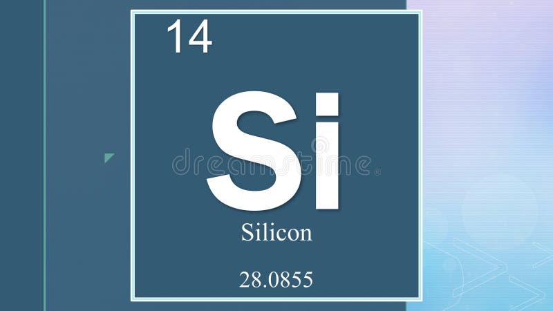 Silicon Chemical Element Symbol on Blue Solid and Gradient Background ...