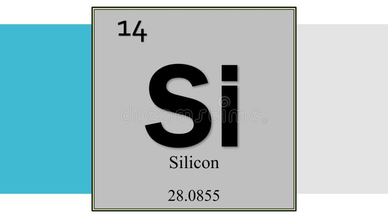 Silicon Chemical Element Symbol on Cyan Gray Colored Solid Background ...