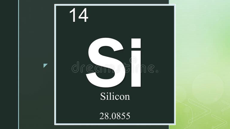Silicon Chemical Element Symbol on Green Solid and Gradient Background ...