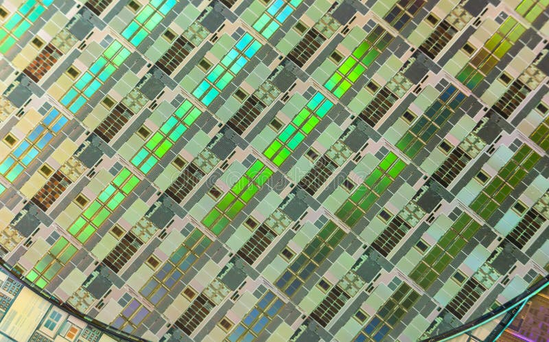 Silicon Chip Wafer Reflecting Colors Stock Photo - Image of detail ...