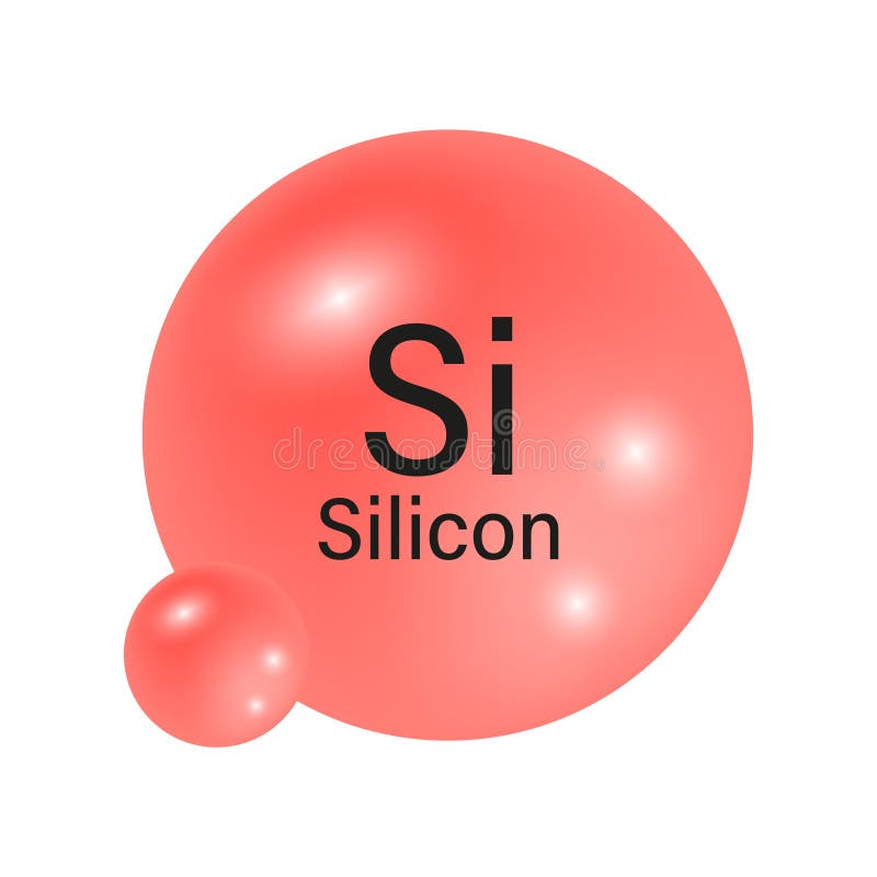 Silicon Element Symbol. Shiny Red Spheres. Chemical Element Icon ...