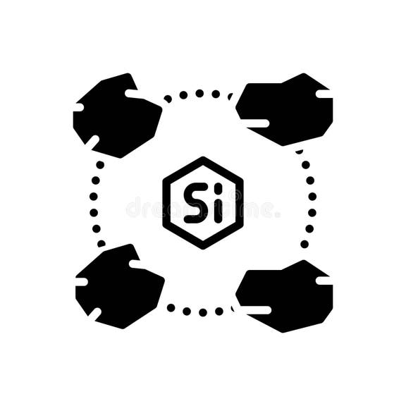 Black Solid Icon for Silicon, Silicium and Atomic Stock Vector ...