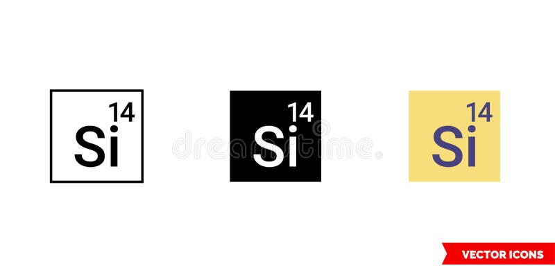 Silicon Icon of 3 Types Color, Black and White, Outline. Isolated ...