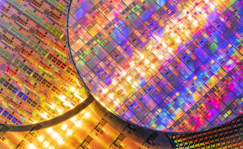 Silicon Monocrystalline Wafer with Microchips Manufacturing Stock Photo ...