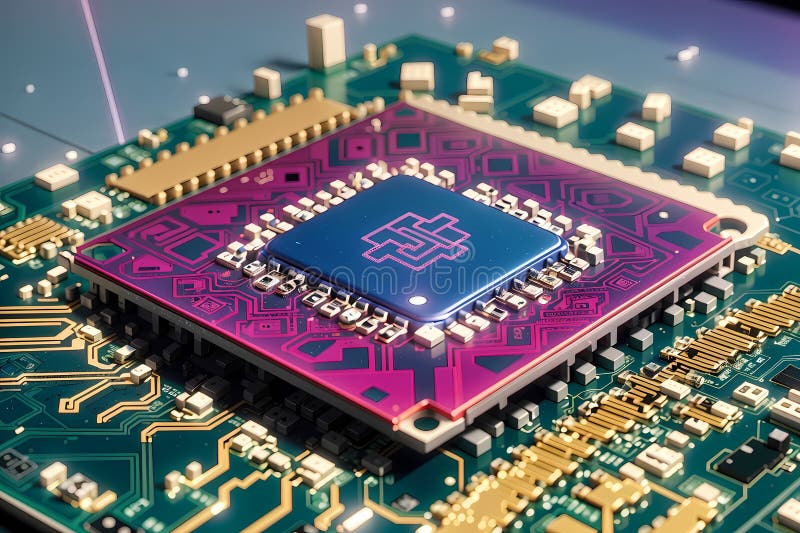 Silicon photonics chip stock illustration. Illustration of computer ...