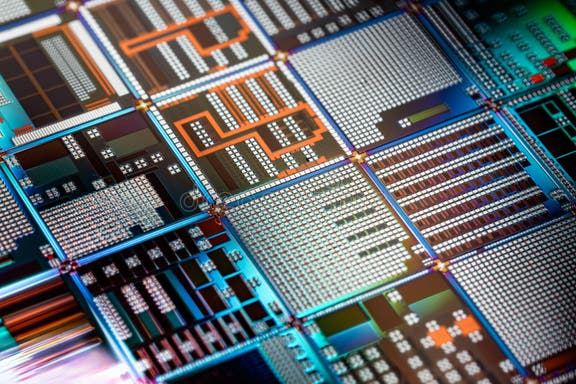 Silicon Semiconductor Wafer Close-up. in Electronics, a Wafer Also ...