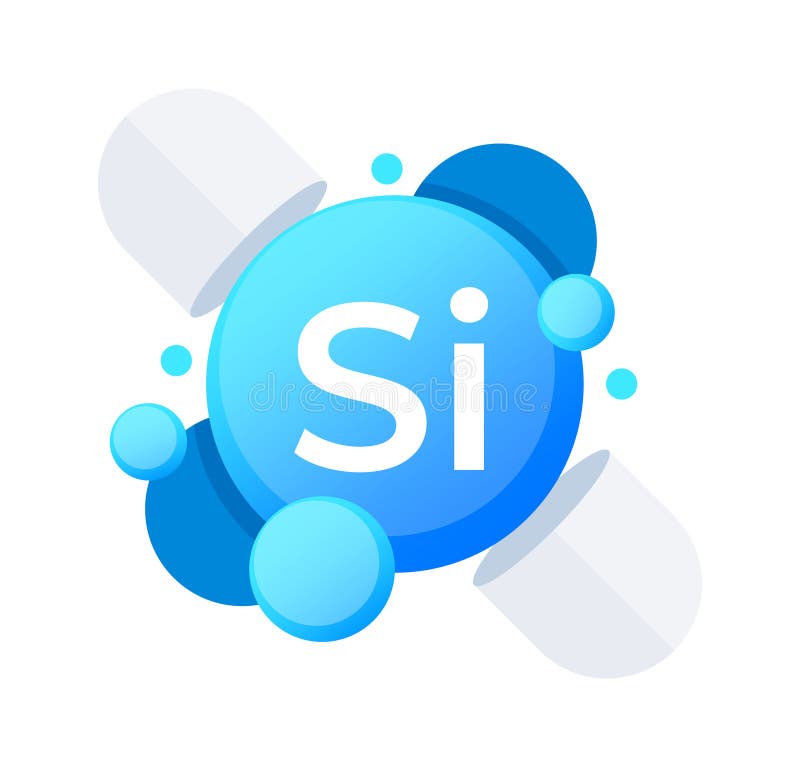 Silicon Si Element Showcased with Aquatic Blue Orbs in a Sleek Vector ...