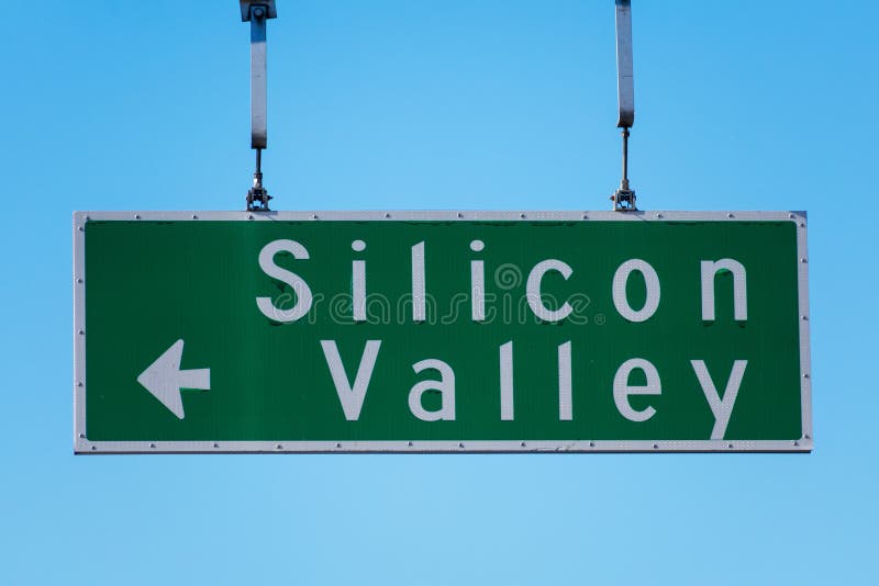 Silicon Valley Road Sign Under Blue Sky Stock Photo - Image of sign ...