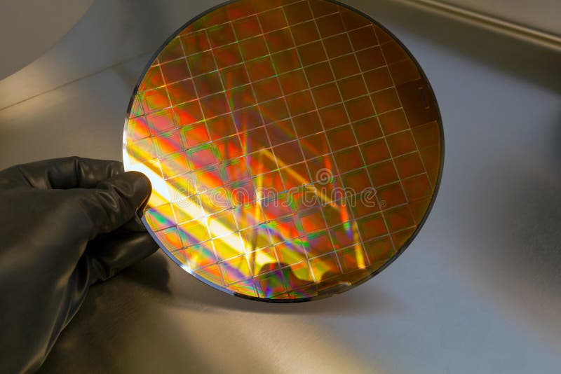 Silicon Wafer on Machine Process Examining in Microscope Stock Image ...