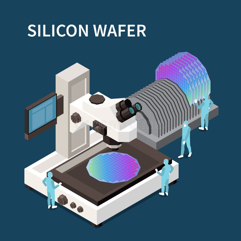 Silicon Wafer with Processor Cores Stock Illustration - Illustration of ...