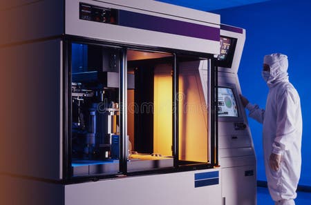 Silicon Wafer Machine Close Up Stock Image - Image of semiconductor ...