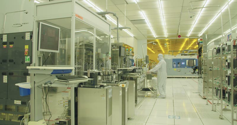 Silicon Wafer Manufacturing Process in a Clean Room Stock Video - Video ...