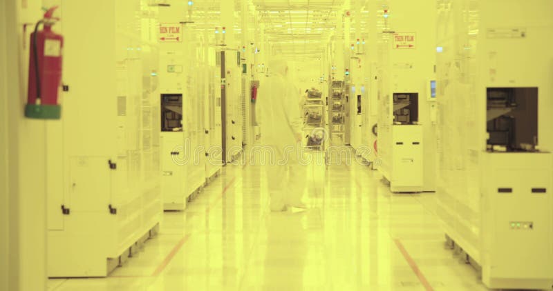 Silicon Wafer Manufacturing Process in a Clean Room Stock Footage ...