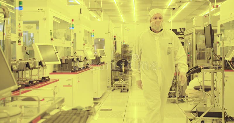 Silicon Wafer Manufacturing Process in a Clean Room Stock Video - Video ...