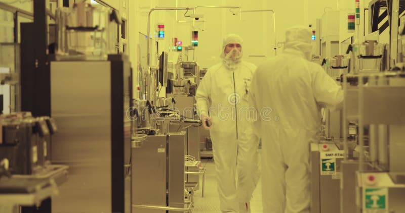 Silicon Wafer Manufacturing Process in a Clean Room Stock Footage ...
