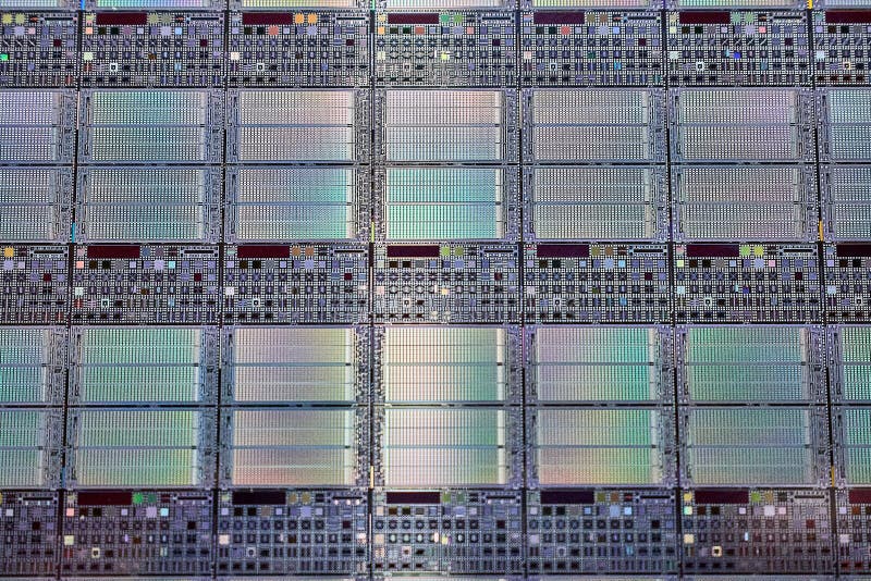 Silicon Wafer with Microchips Used in Electronics for the Fabrication ...