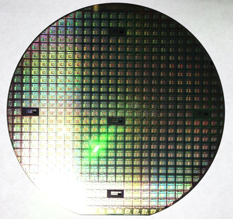 Silicon Wafer, Multiple Computer Chips Stock Photo - Image of ...