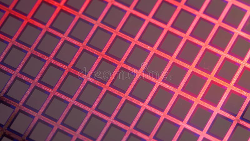 Silicon Wafer with Semiconductor Microchip in Red Light Stock Video ...