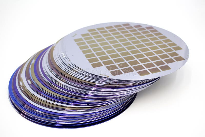 Silicon Wafers of Different Color in Stock Stock Image - Image of ...