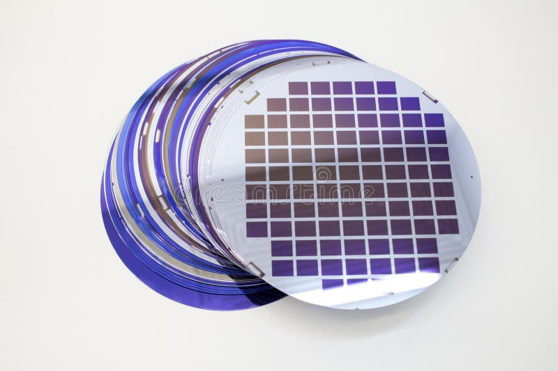 Silicon Wafers of Different Color in Stock Stock Image - Image of ...