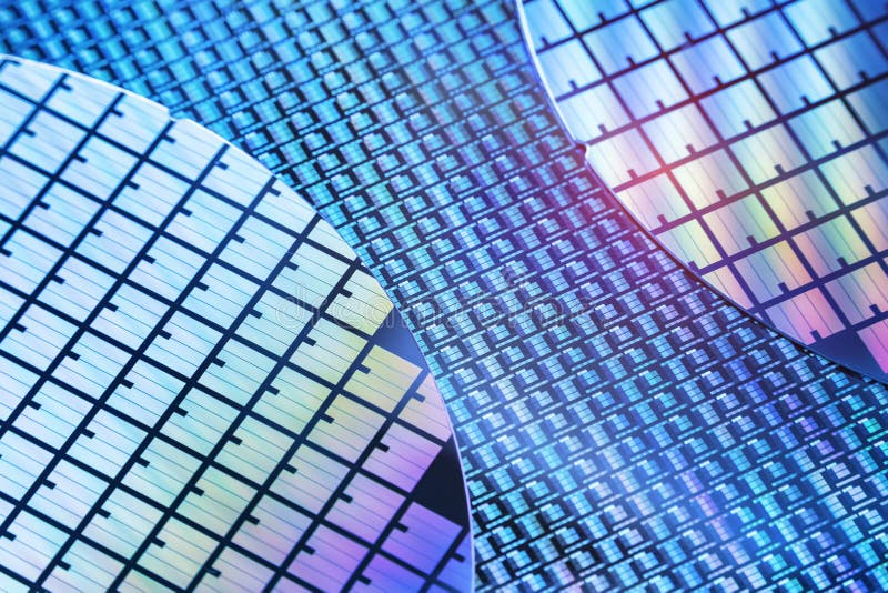 Silicon Wafers of Purple Color in Stock Stock Photo - Image of metal ...