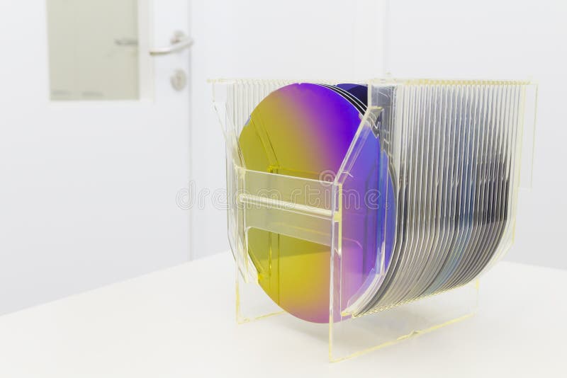 Silicon Wafers in Plastic Storage Box in Clear Room of Semiconductor ...