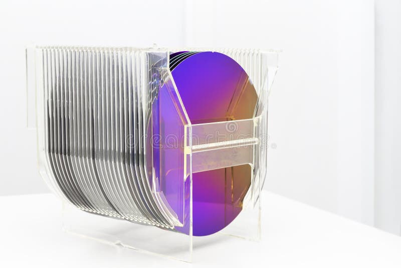 Silicon Wafers in Plastic Storage Box in Clear Room of Semiconductor ...