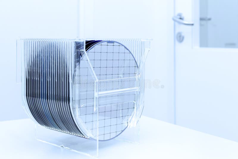 Silicon Wafers in Plastic Storage Box in Clear Room of Semiconductor ...