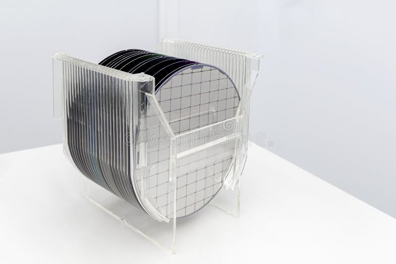 Silicon Wafers in Plastic Storage Box in Clear Room of Semiconductor ...