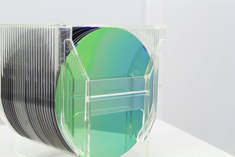 Silicon Wafers in Plastic Storage Box in Clear Room of Semiconductor ...