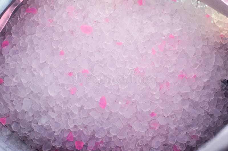 Silicone Cat Litter with White and Pink Granules in the Package Stock ...
