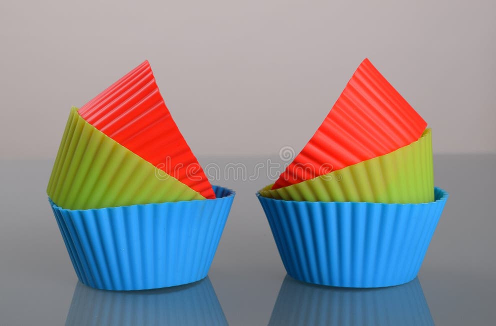 Silicone cups for muffins stock image. Image of isolated - 87157239