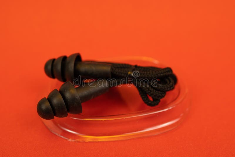 Silicone Ear Plugs for Human Ears on Red Background Stock Image - Image ...