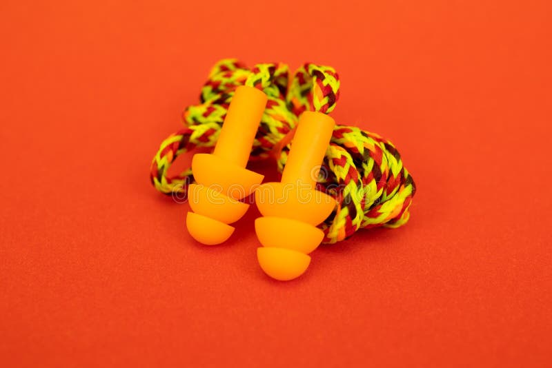 Silicone Ear Plugs for Human Ears on Red Background Stock Image - Image ...