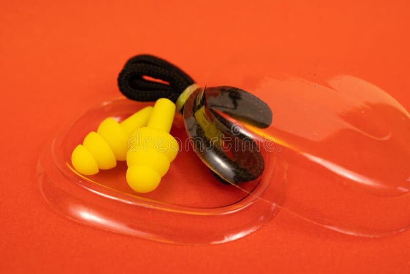 Silicone Ear Plugs for Human Ears on Red Background Stock Image - Image ...