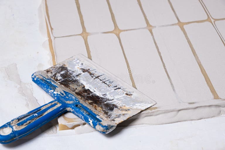 Silicone Mold for Decorative Bricks is Filled with Gypsum Stock Image ...