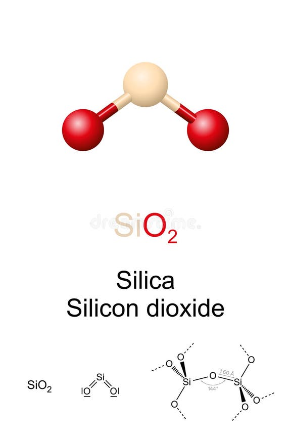 Silicon Dioxide, Silica, SiO2, Molecule Model Stock Vector ...
