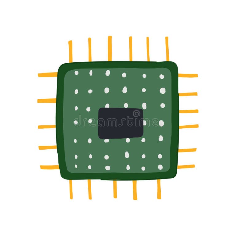 Silintegrated Microchip Cartoon Vector Illustration Stock Illustration ...