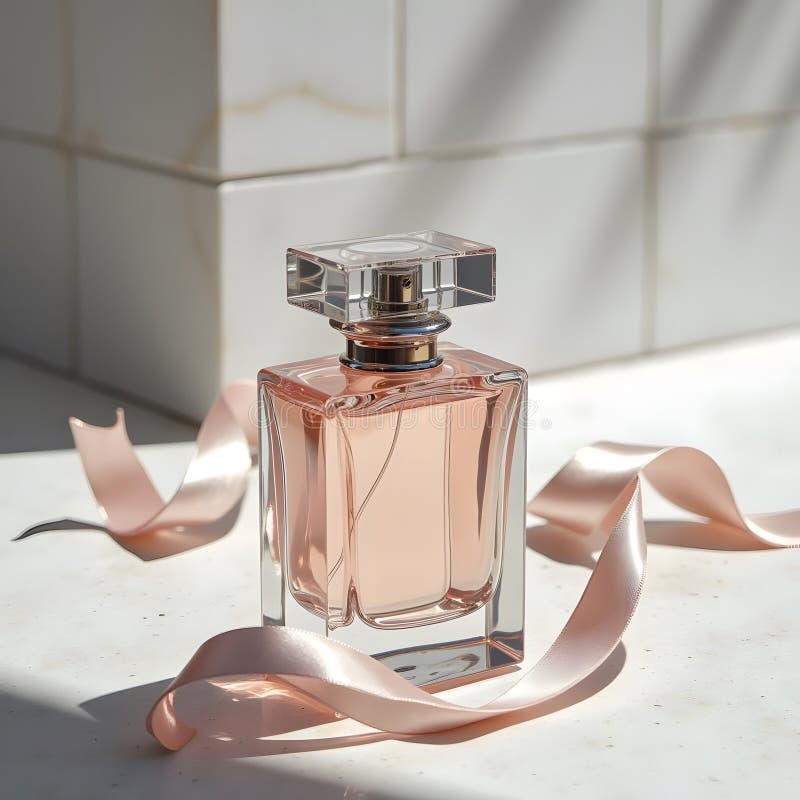 Silk Adorned Perfume Bottle a Modern Elegance on Stone Stock ...