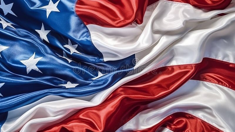 Flowing Silk American Flag Abstract - Generative AI Stock Illustration ...