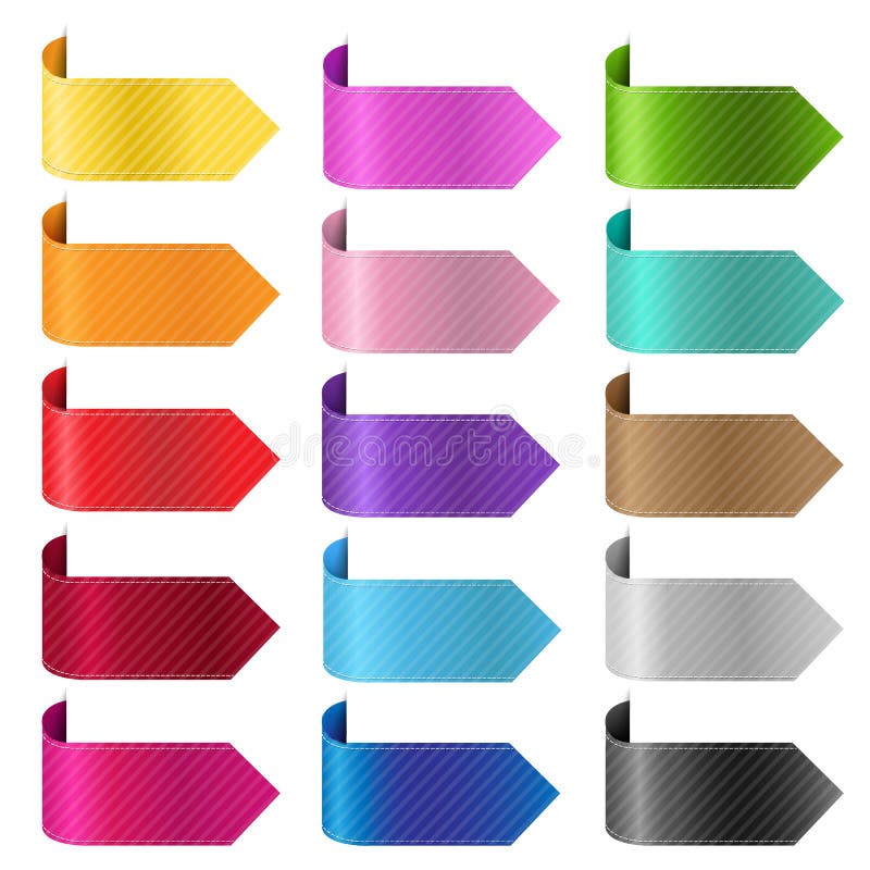 Silk Colorful Ribbons Collection White Background Stock Vector ...