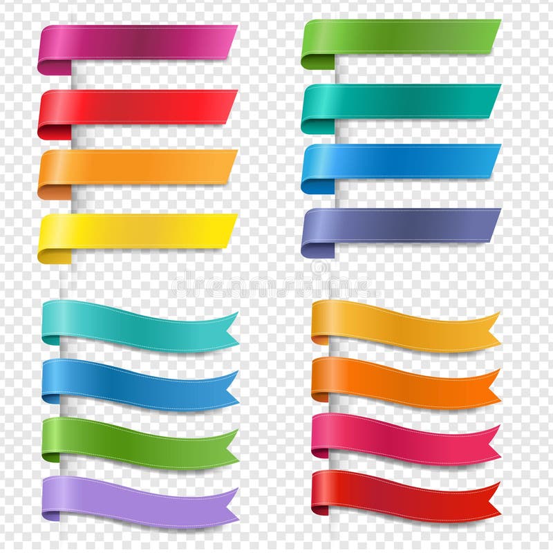 Silk Colorful Ribbons Collection Transparent Background Stock Vector ...