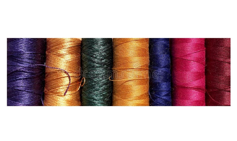 Silk and Cotton Threads for Sewing and Embroidery. Spools with Multi ...