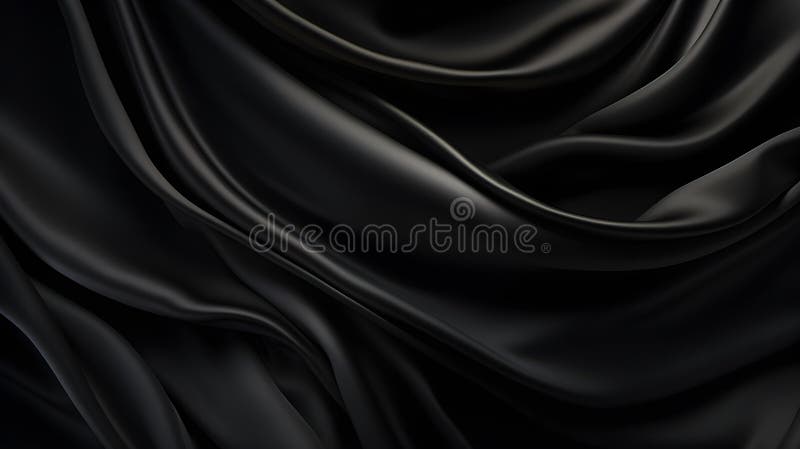 Black Silk Fabric Texture with Beautiful Waves. Elegant Background for ...