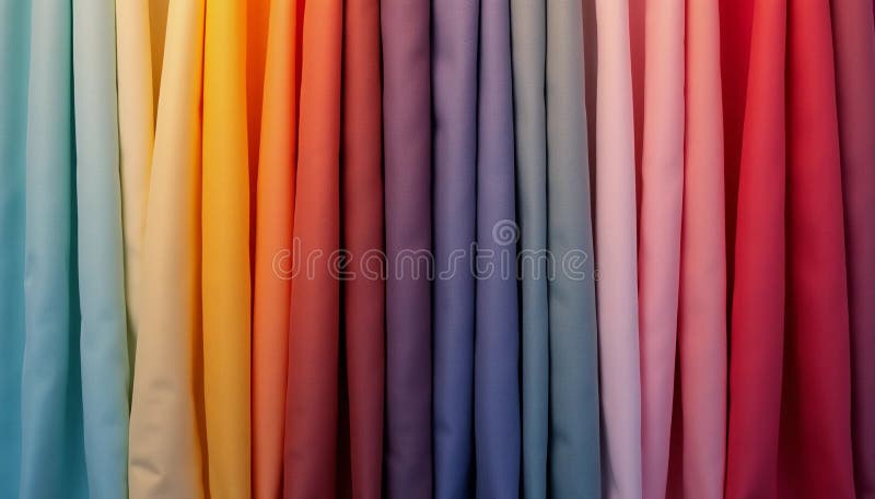Silk Fabric Samples Hang Gracefully in a Studio, Showcasing an Array of ...