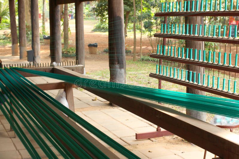 Silk on the loom stock image. Image of closeup, handmade - 37055491