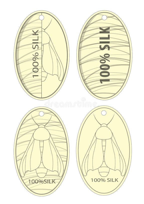 100 Silk Product Clothing Labels. Stock Vector - Illustration of ...