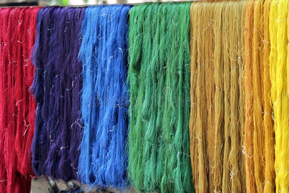 Colorful raw silk thread stock photo. Image of cotton - 111446148