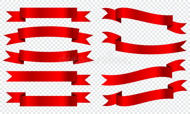 Silk Red Ribbons and Labels Collection. Ribbons Collection. Banner ...