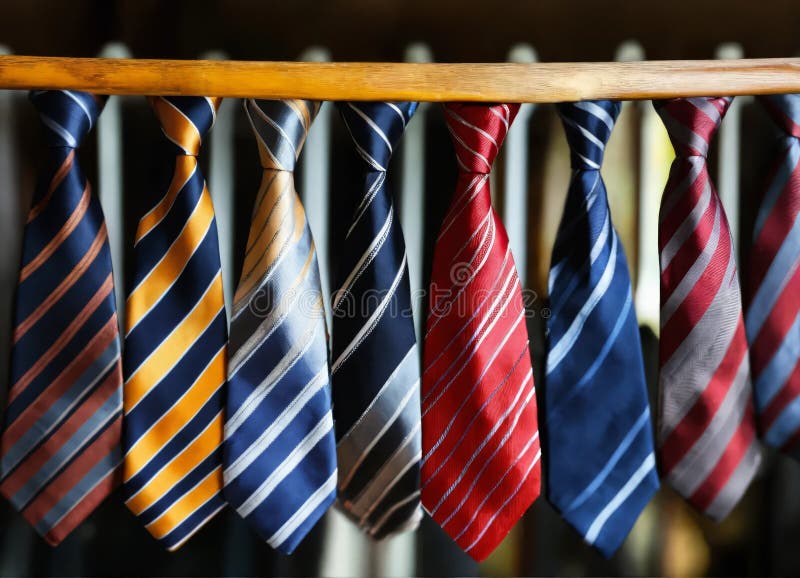 Set of Silk Striped Ties in Different Colors Stock Illustration ...